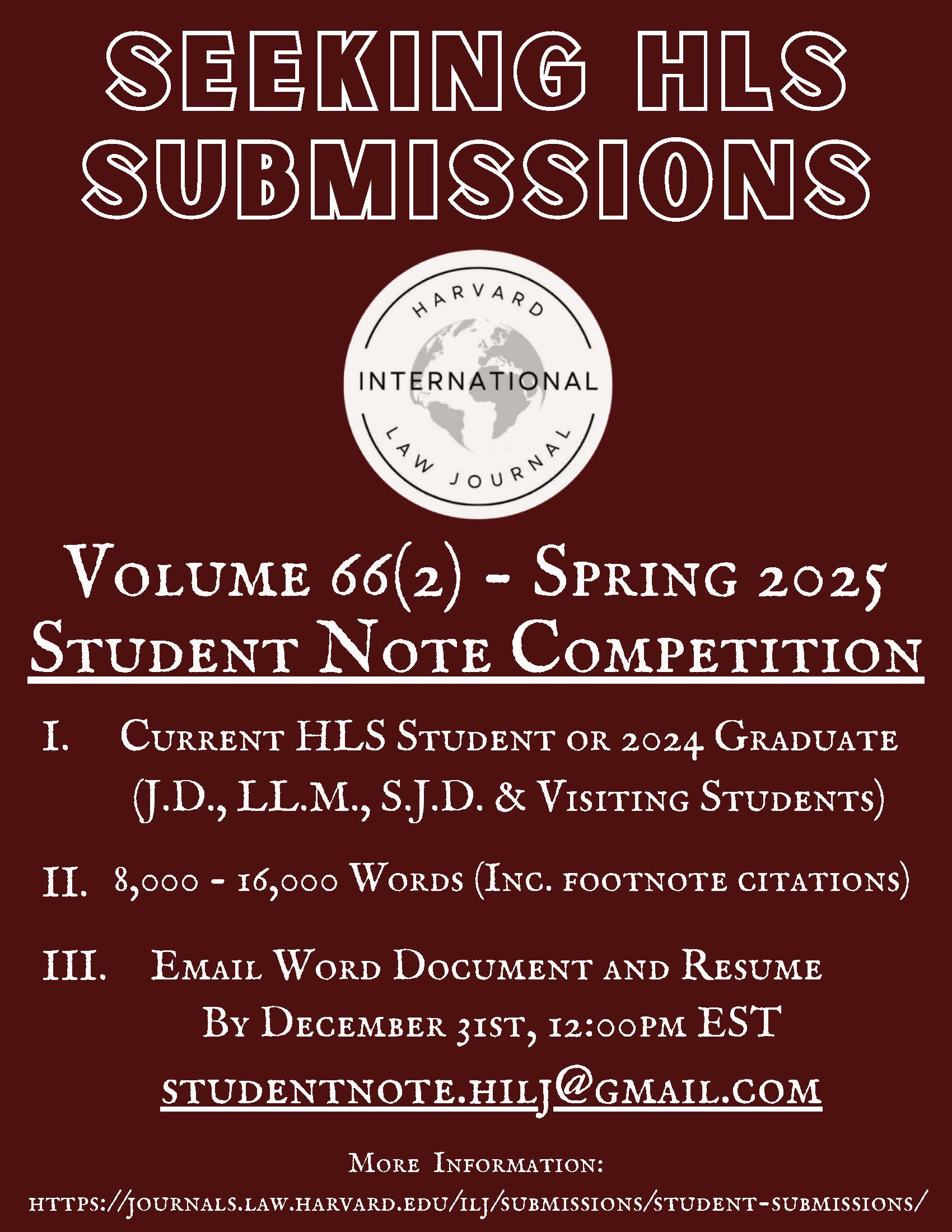 Student Note Submissions | Harvard International Law Journal